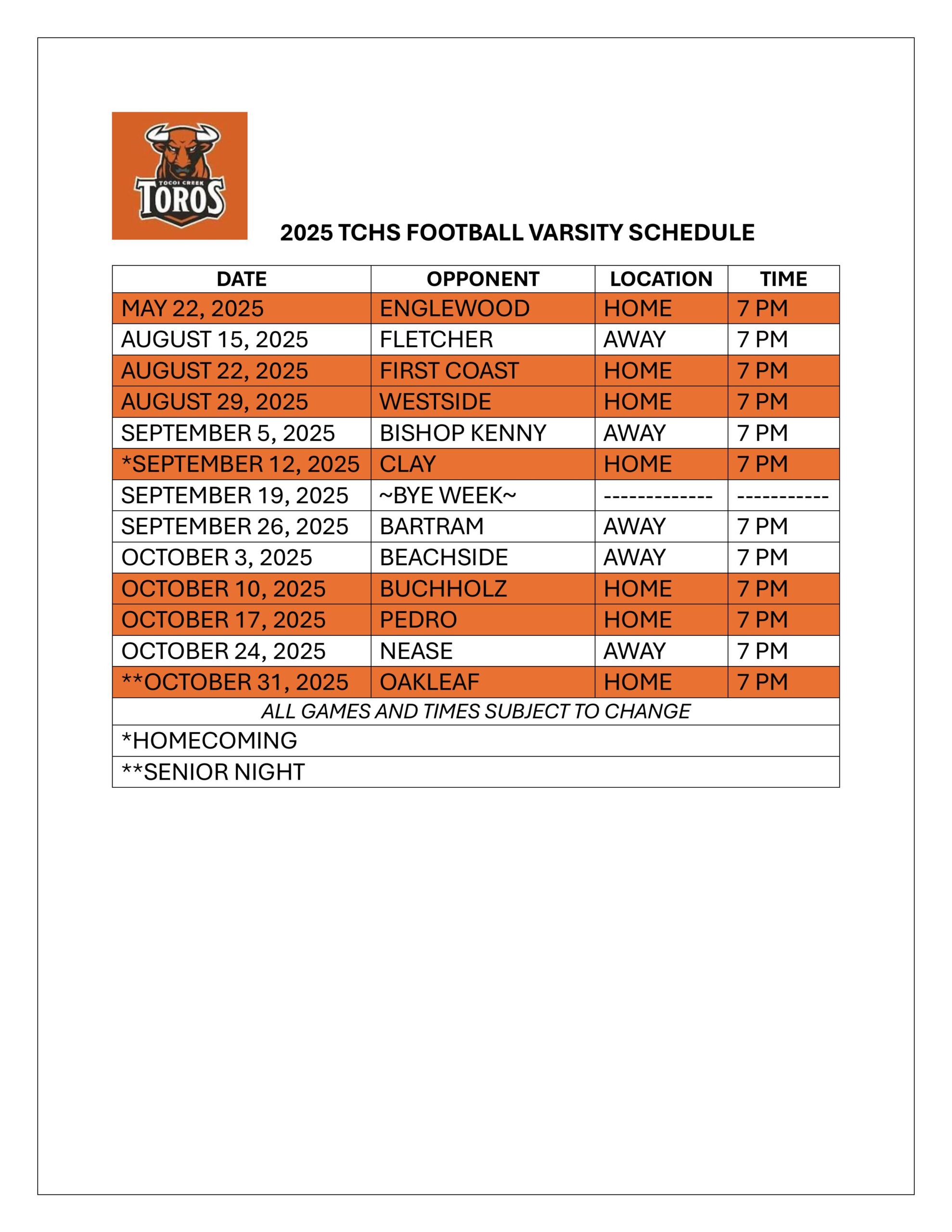 Football – Tocoi Creek High School